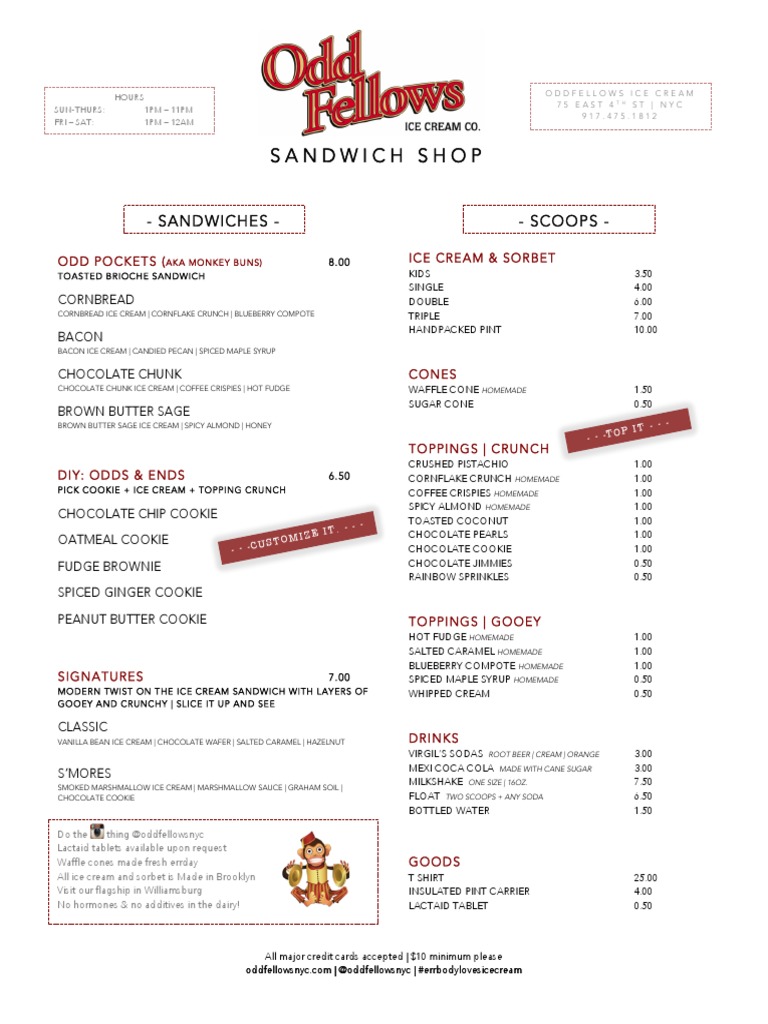Odd Fellows Cafe Menu Overview | PDF