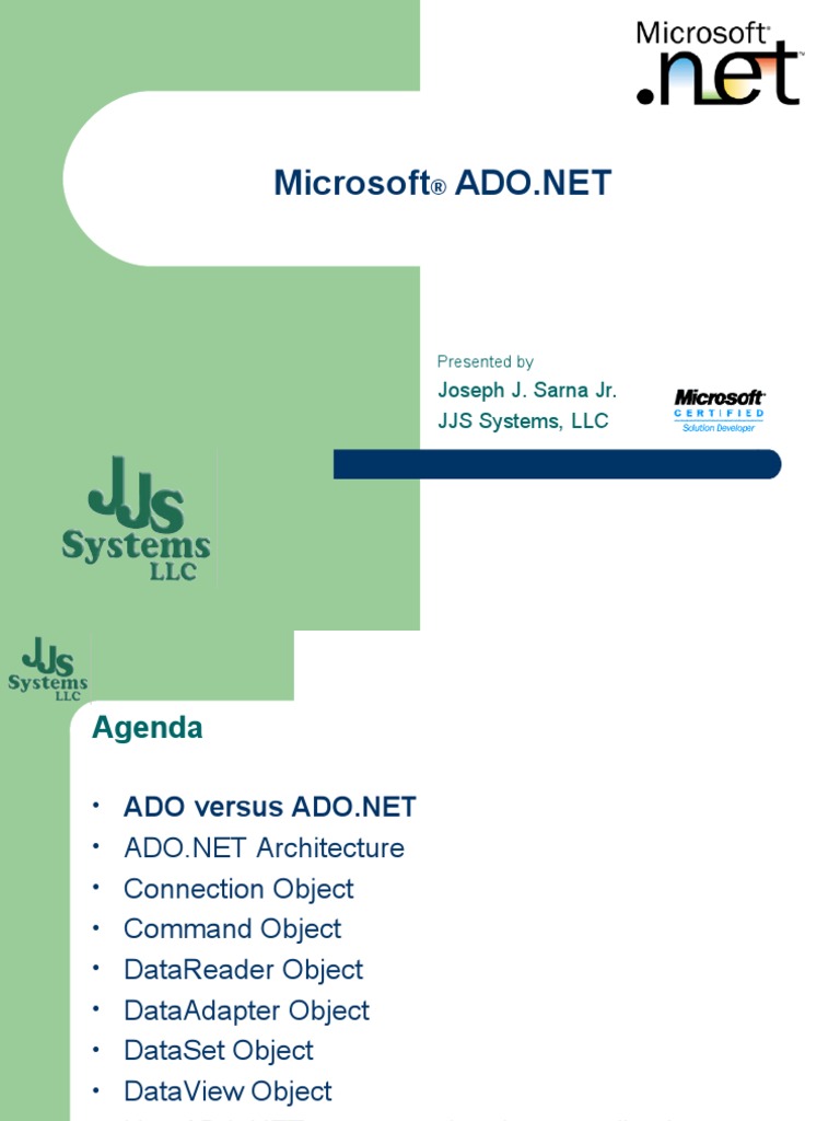 ADO.NET Overview and Components | PDF | Active X Data Objects | Databases