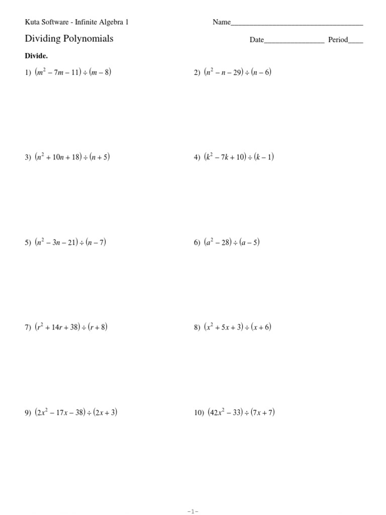 Dividing Polynomials PDF