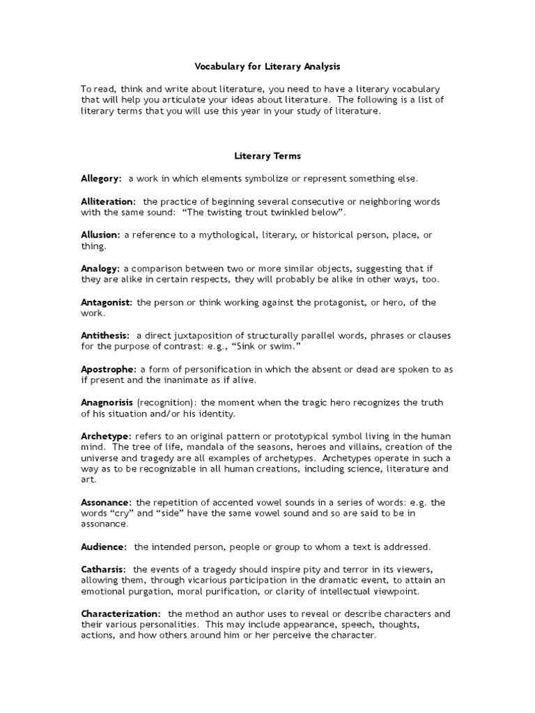 Key Literary Terms for Analysis | PDF | Irony | Narration