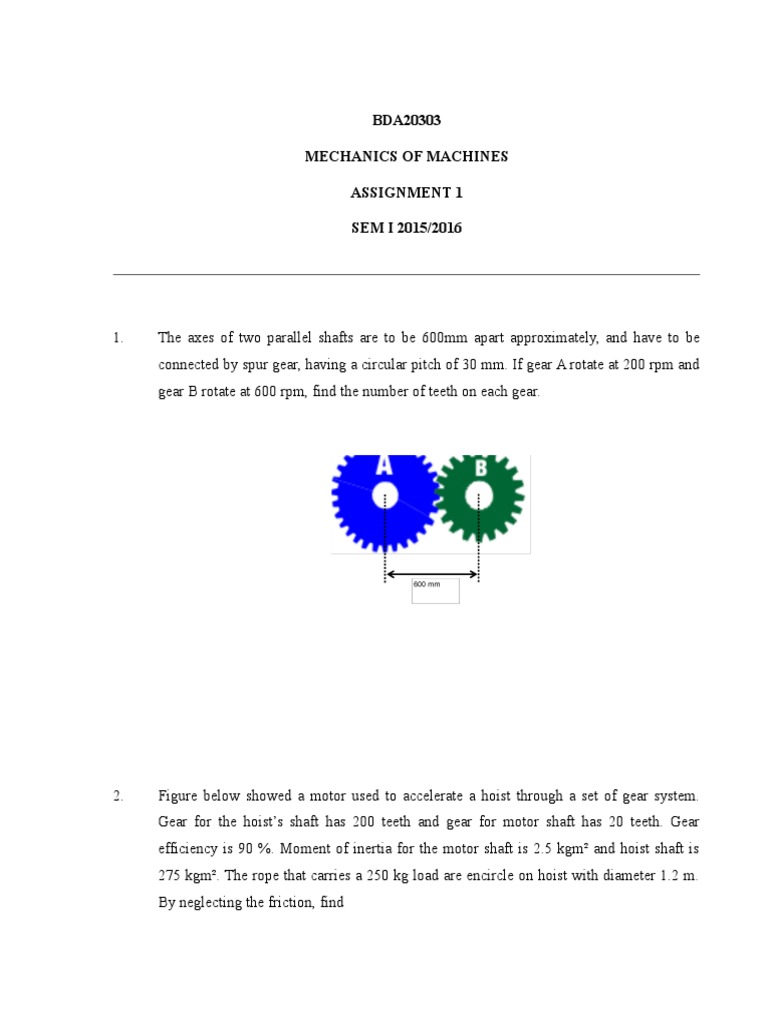 Assignment 1 Mekanik Mesin | PDF