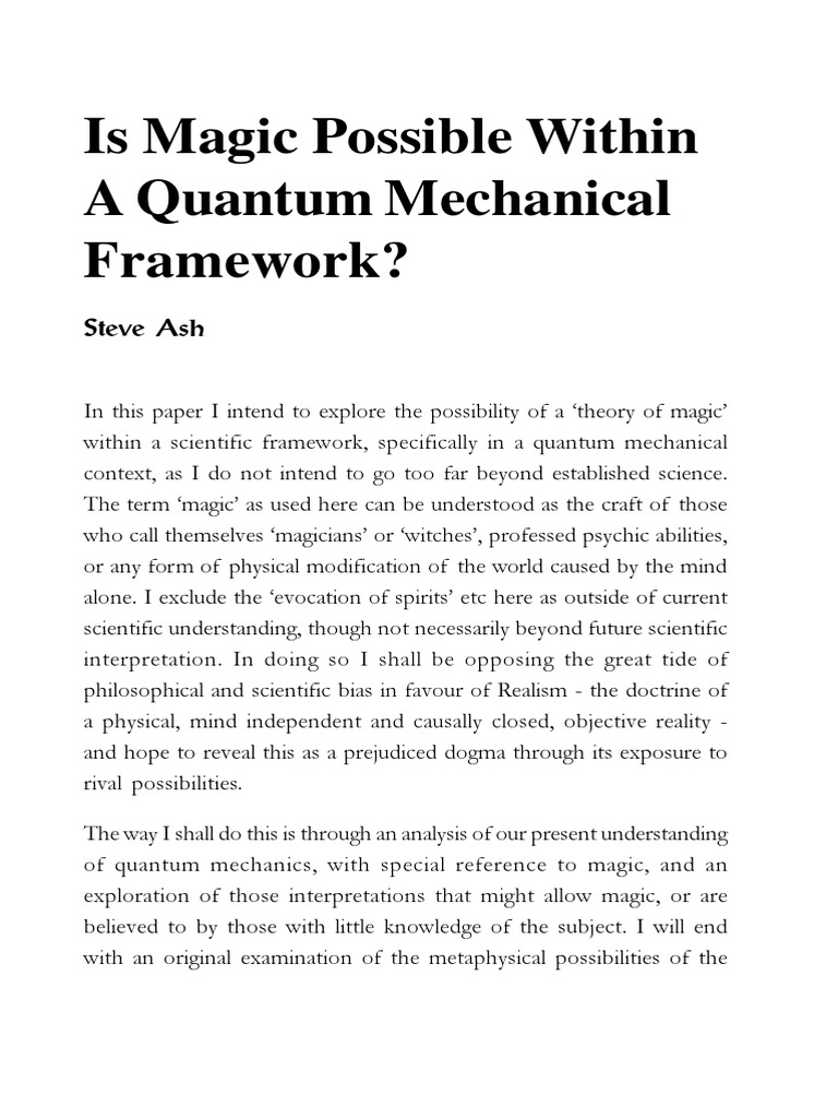 Is Magic Possible Within A Quantum Mechanics Framework | PDF | Teaching ...