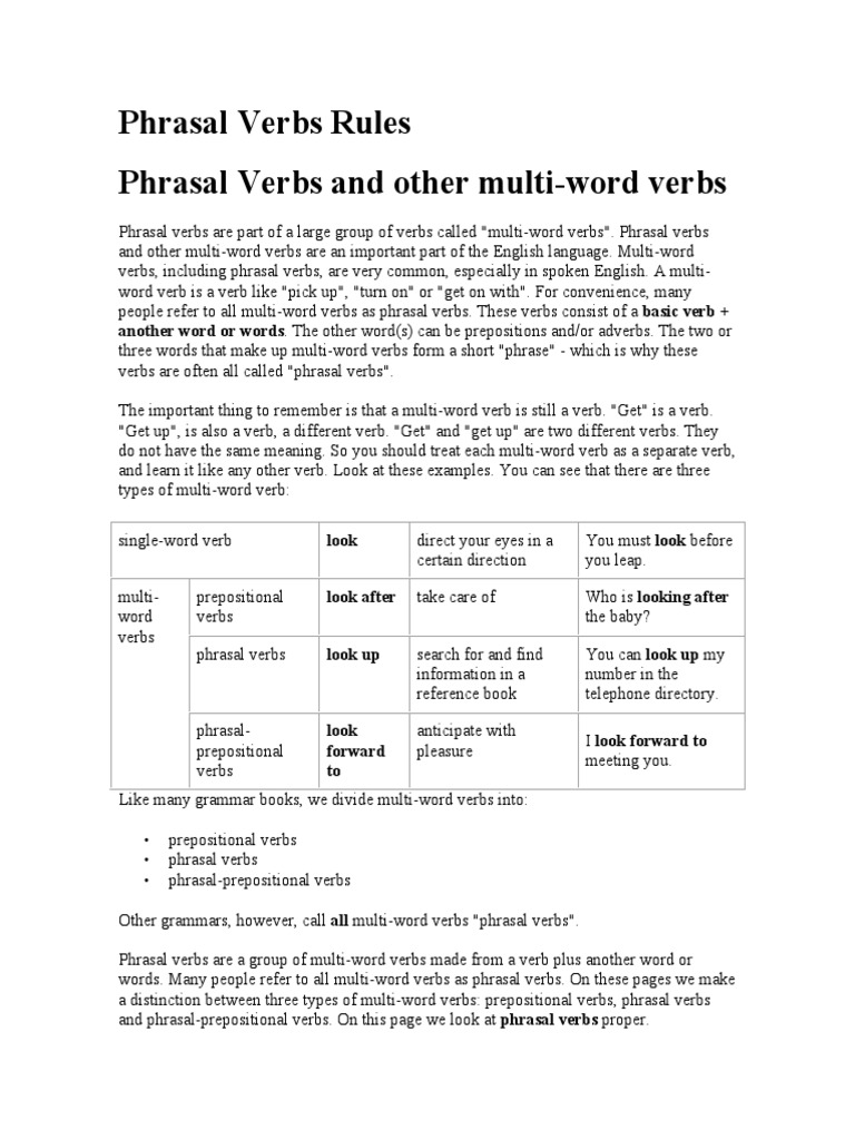 Phrasal Verbs Rules | PDF | Phrase | Verb
