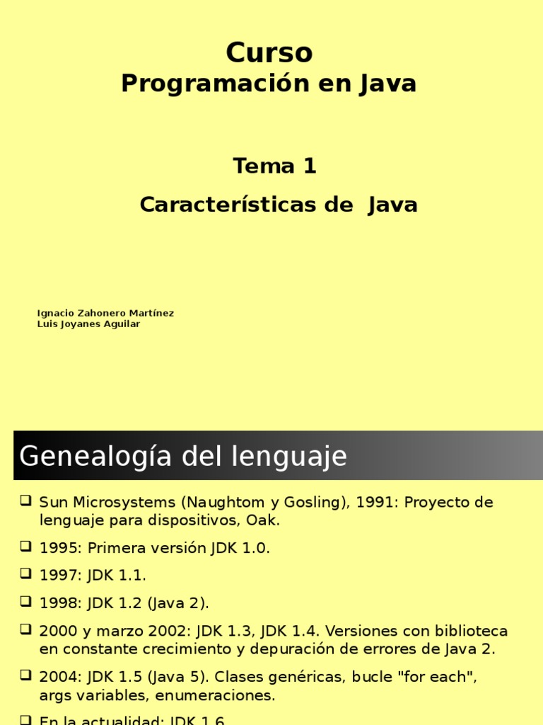 Programacion en Java 6 t01 Caracteristicas Java | PDF | máquina virtual de Java ...