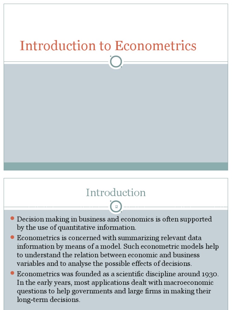 1 Introduction To Econometrics | PDF | Econometrics | Economic Model