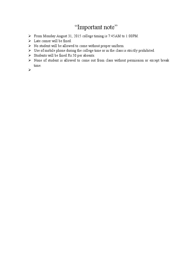 Important Note | PDF