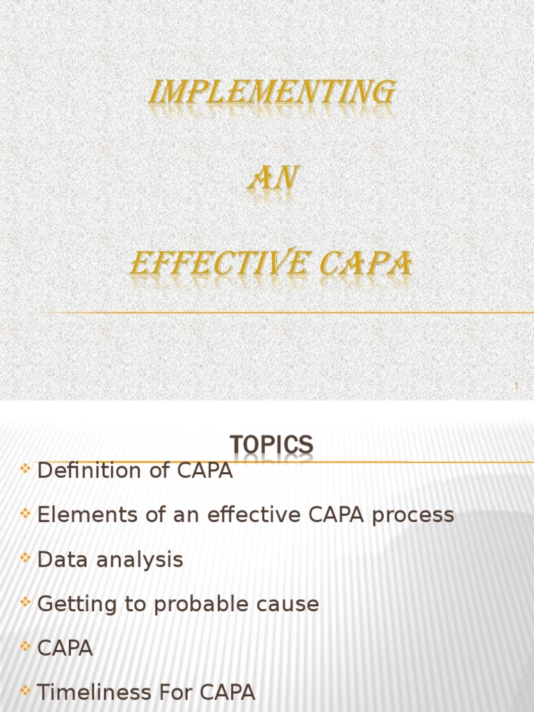 Implementing An Effective CAPA System | PDF | Accountability | Cognition