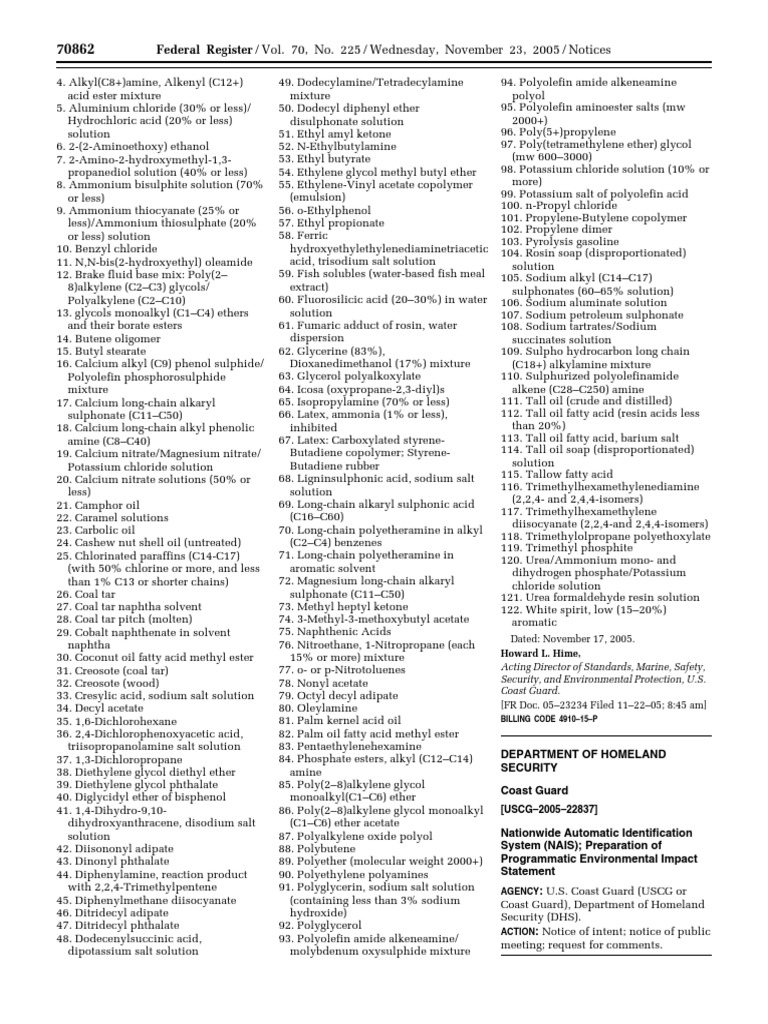 Notice: Environmental Statements Notice of Intent: Nationwide Automatic Identification System ...