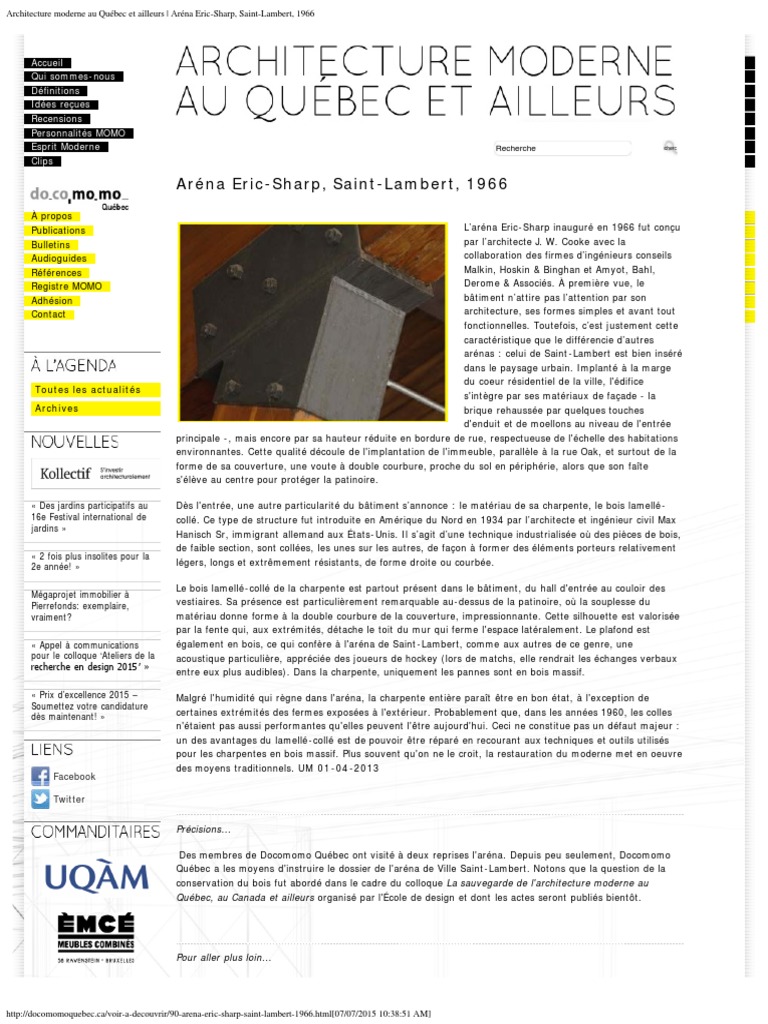 Aréna Eric-Sharp, Saint-Lambert 1966 | PDF | Bois (matériau de ...