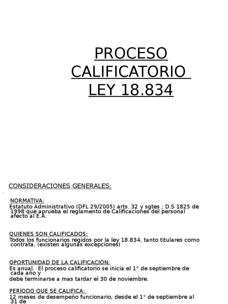 Calificaciones Ley 18834 | PDF | Hospital | Comportamiento