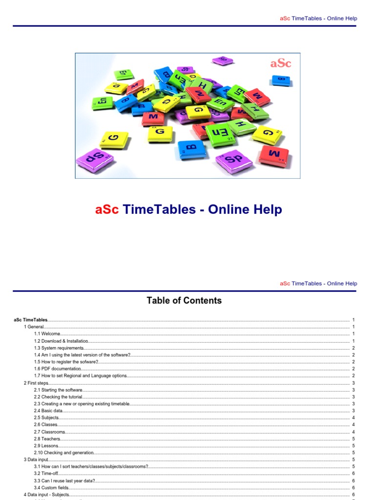 aSc TimeTables Online Help Guide | PDF | Classroom | Physical Education