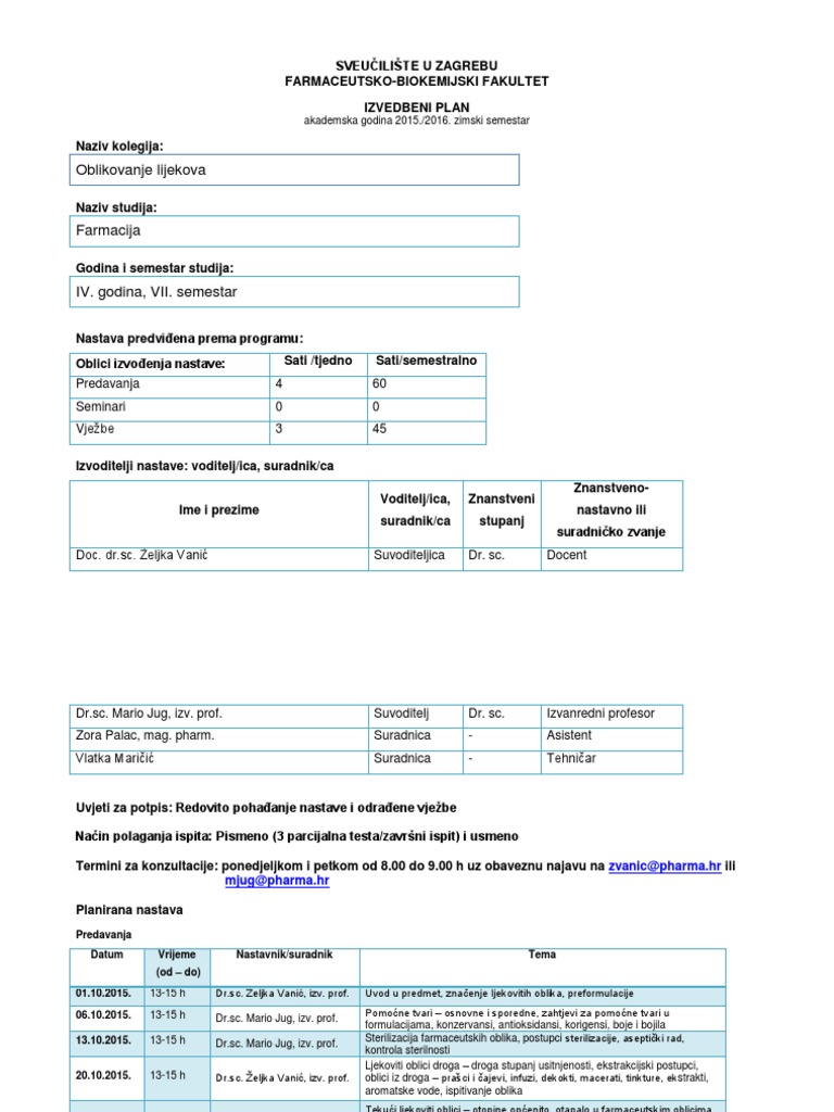 Izvedbeni Plan | PDF