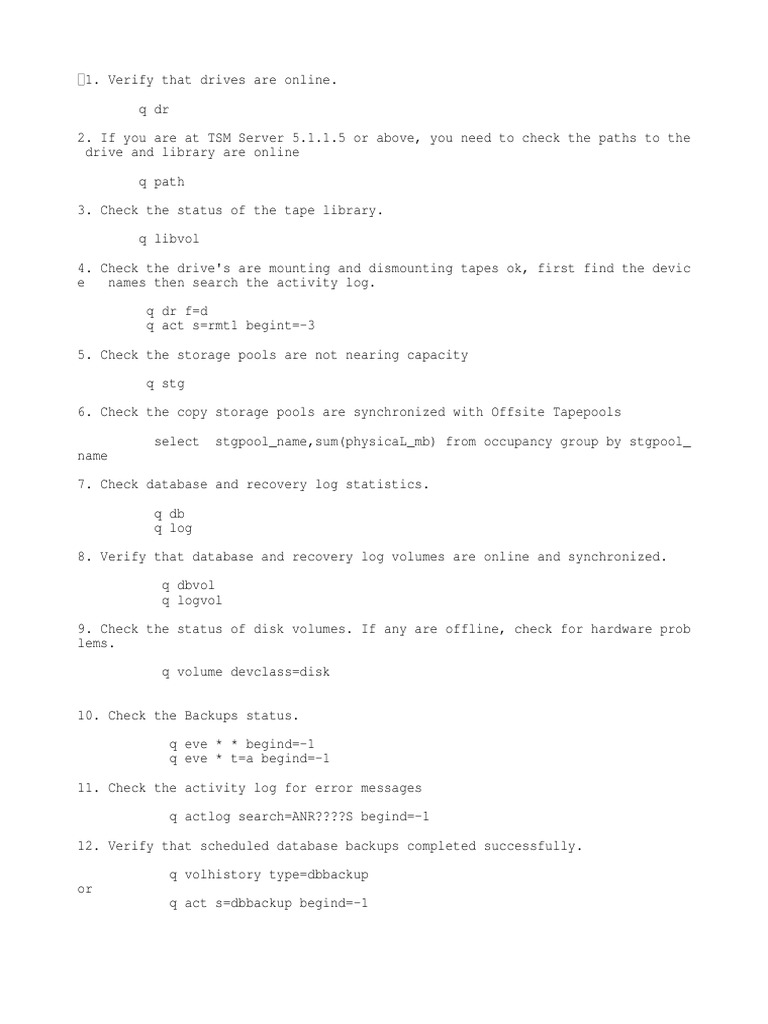 Tsm Commands Pdf Online And Offline Backup