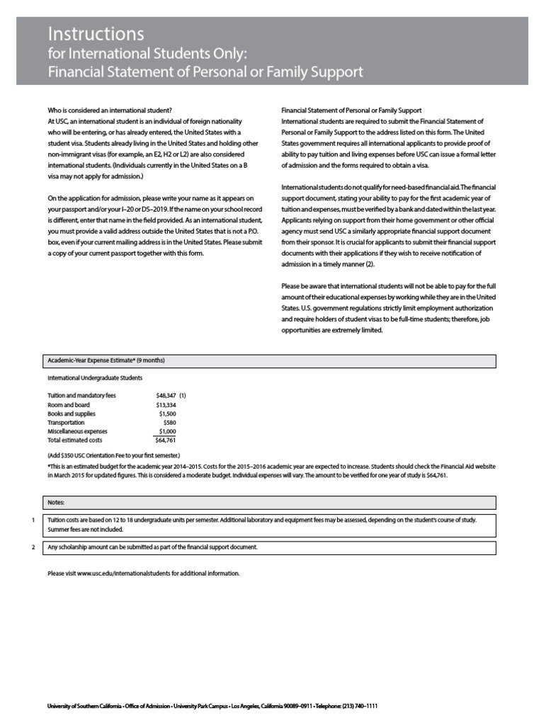 Financial Statement of Personal Family Support 1 PDF | PDF | Travel ...