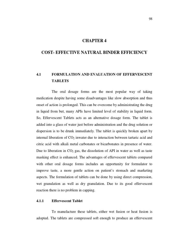 Cost - Effective Natural Binder Efficiency | PDF | Tablet (Pharmacy ...