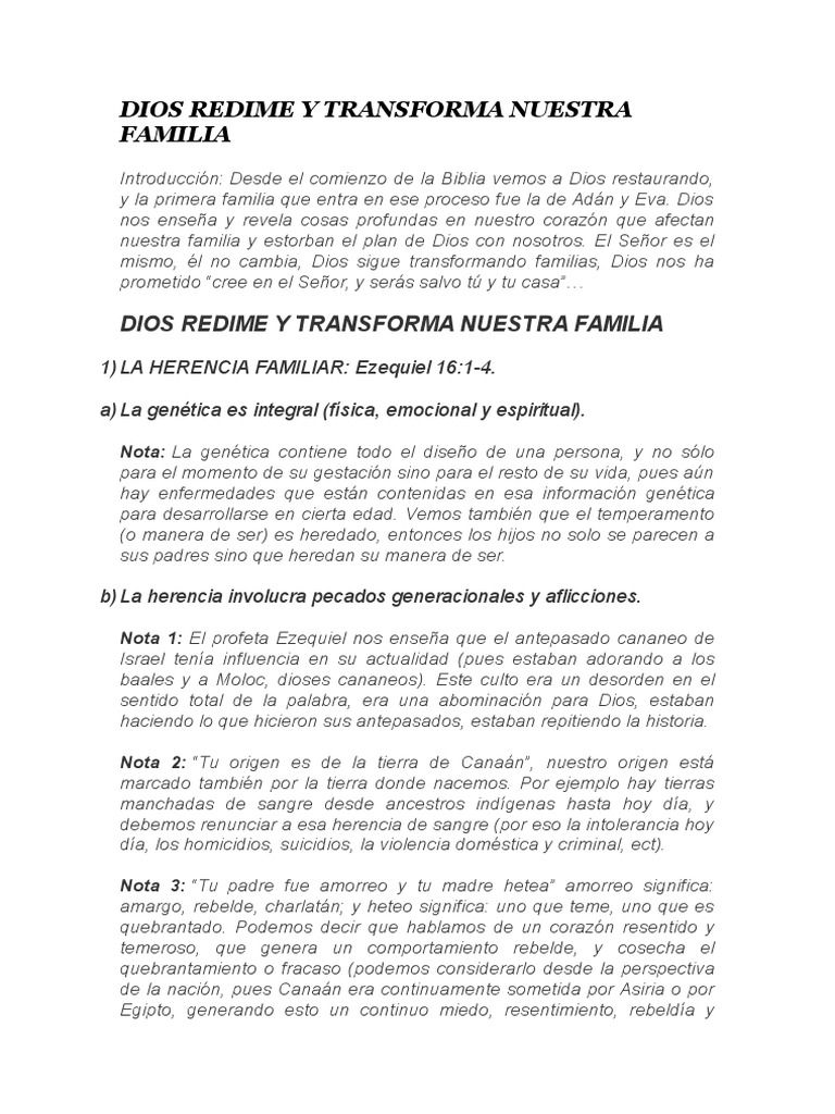 Dios Redime y Transforma Nuestra Familia | PDF | Canaán | Cristo (título)