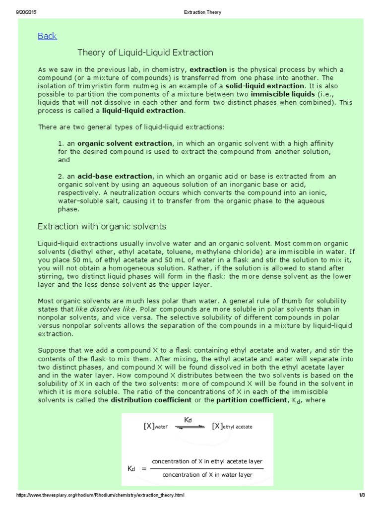 Extraction Theory PDF | PDF | Solubility | Solution