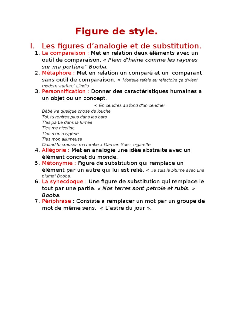 Fiche Figure de Style | PDF | Métaphore | Persuasion