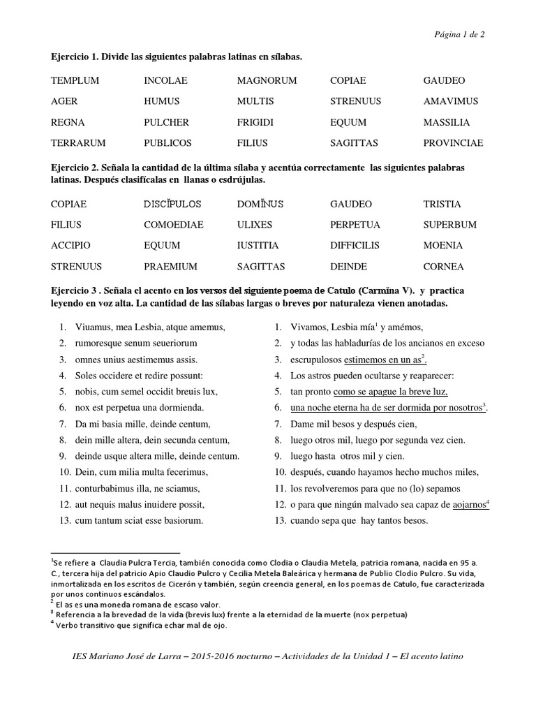 División y acentuación en latín | PDF | Roma antigua | Gentes romanos