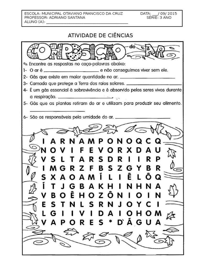 Atividade de Ciências 3 Ano | PDF