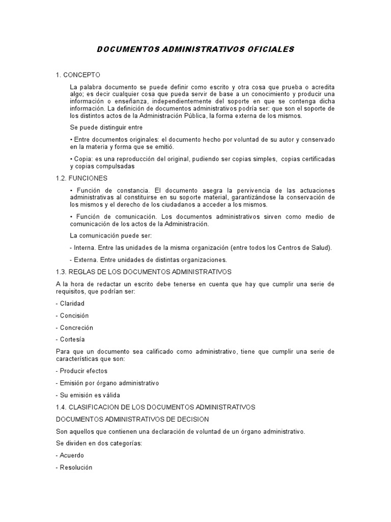 Documentos Administrativos Oficiales | Documento | Comunicación
