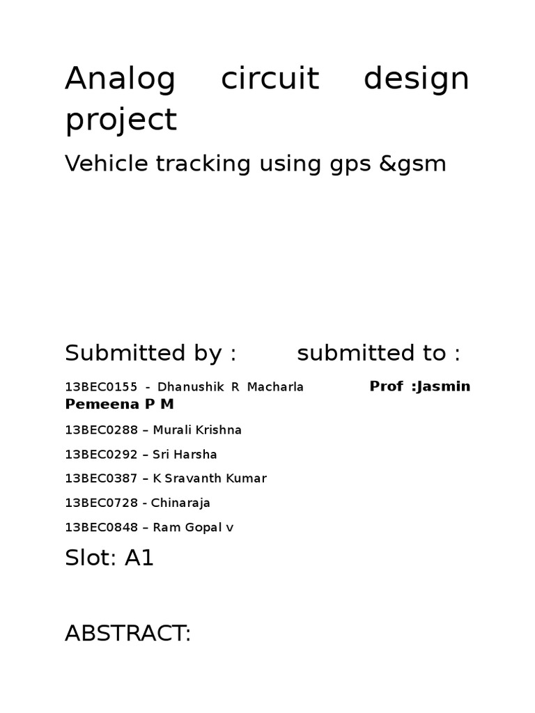 Vehicle Tracking System Using Gps & GSM - Acd Project | PDF ...