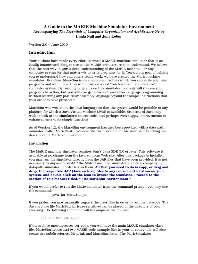 MARIE Guide | PDF | Assembly Language | Computer Program