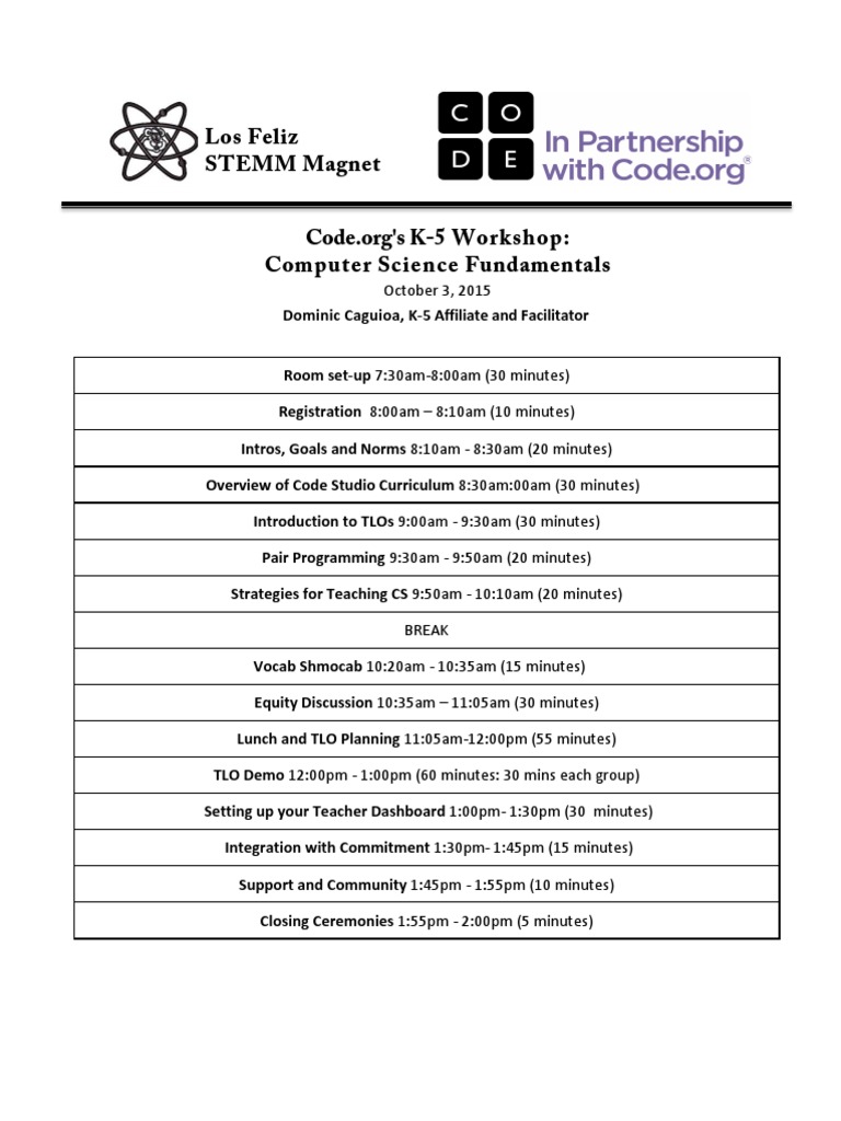 K-5 CS Fundamentals Workshop | PDF | Foreign Language Studies
