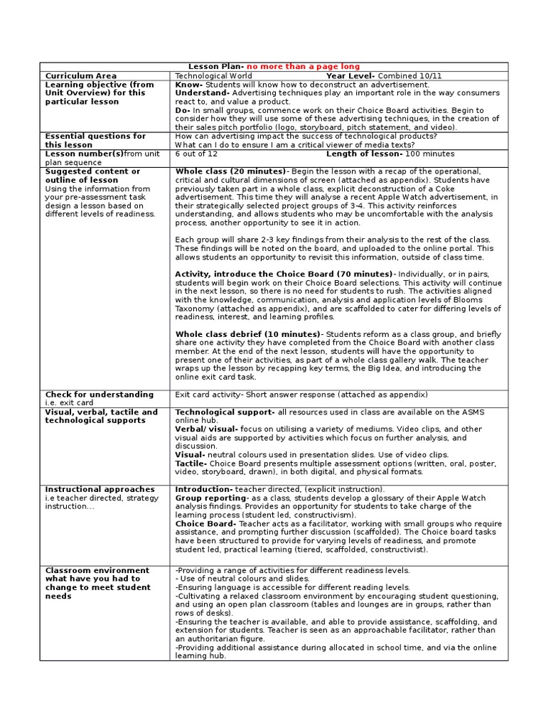 Lesson Plan | PDF | Constructivism (Philosophy Of Education) | Advertising