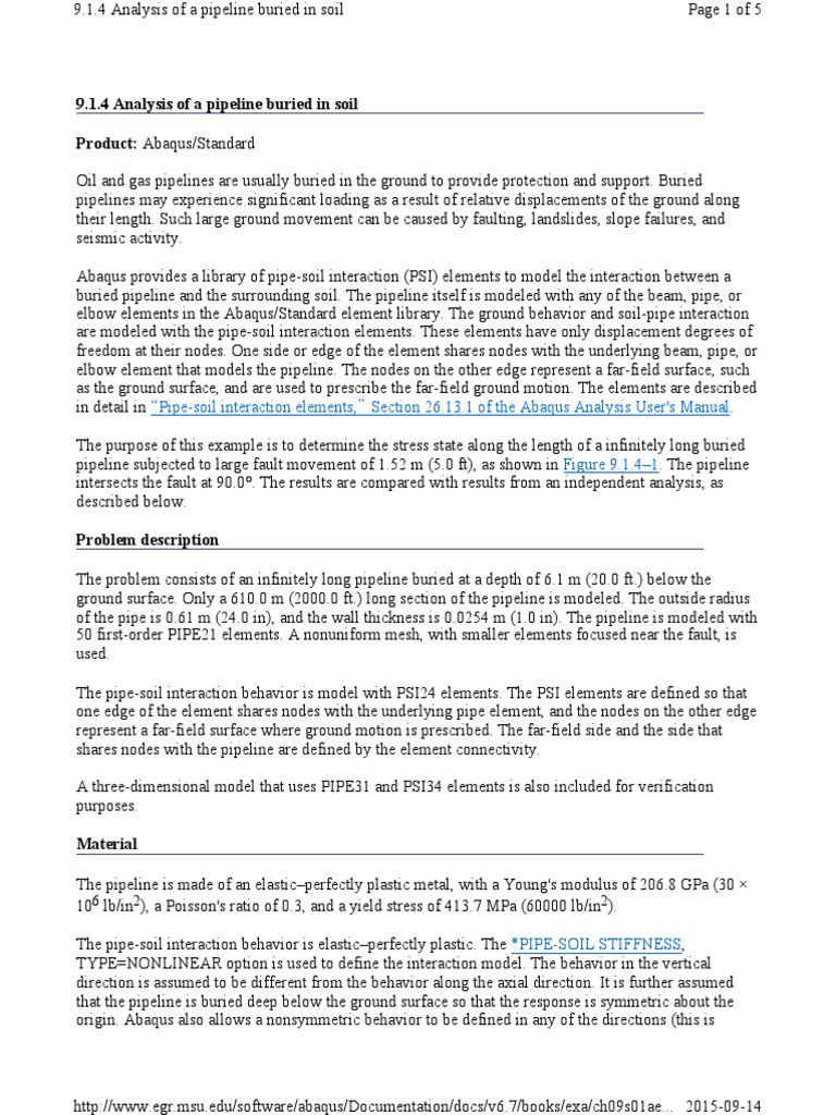 Abaqus Pipe Soil Interaction | PDF | Elasticity (Physics) | Fault (Geology)