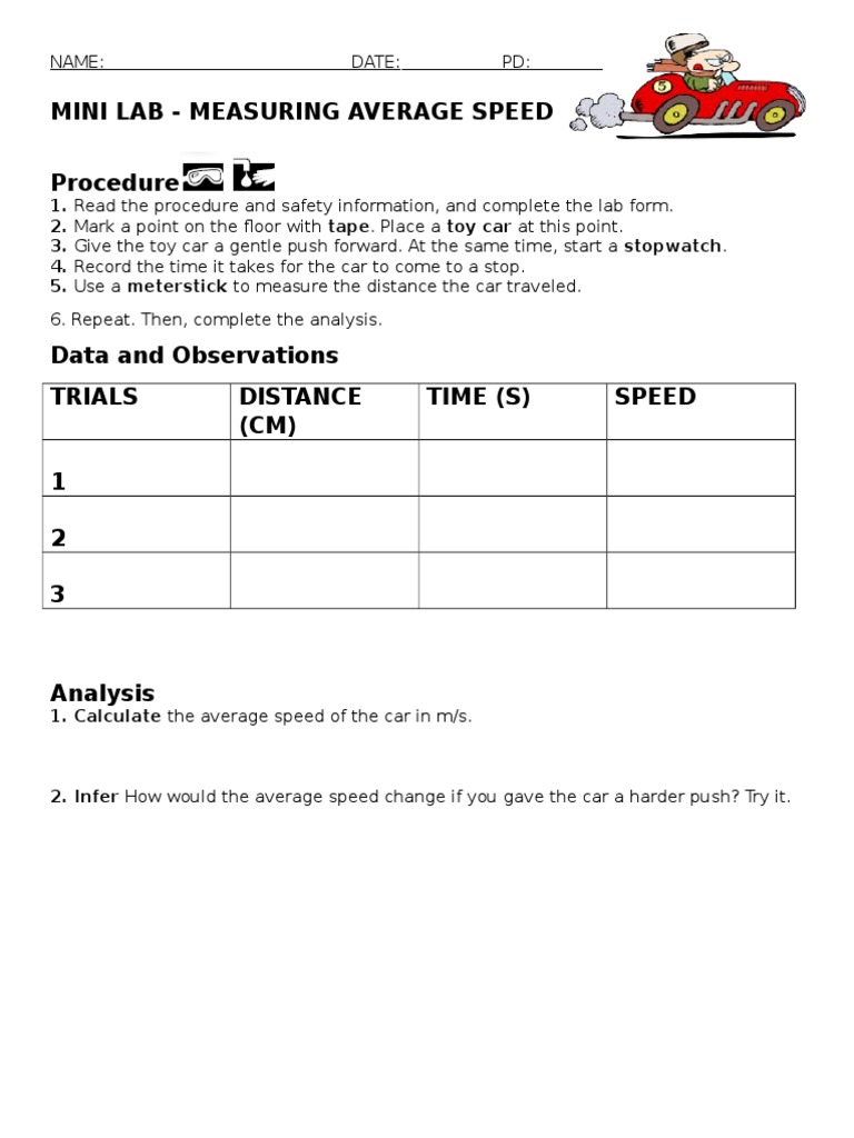 Measure Toy Car's Average Speed | PDF
