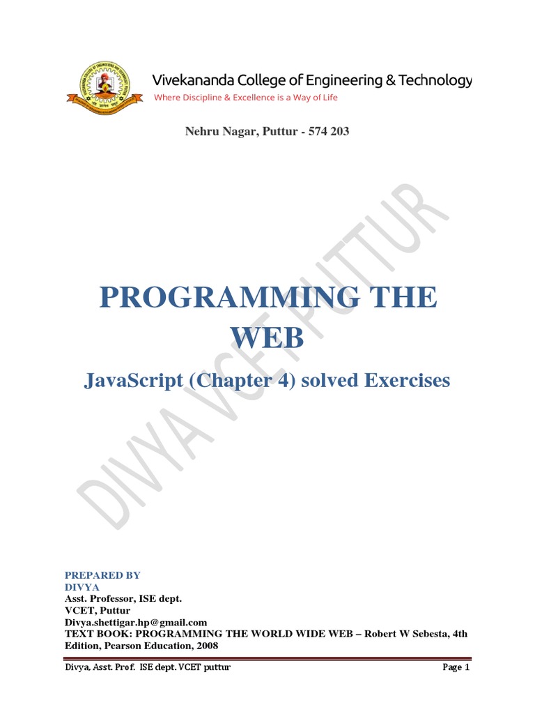 Javascript Exercises | Download Free PDF | Software Engineering | Areas Of Computer Science