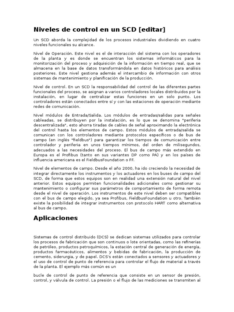 Niveles de Control en Un SCD | PDF | Informática | Ingeniería Informática