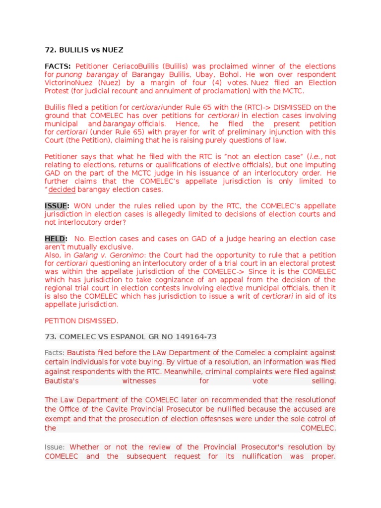 Comelec Cases | PDF | Prosecutor | Commission On Elections (Philippines)