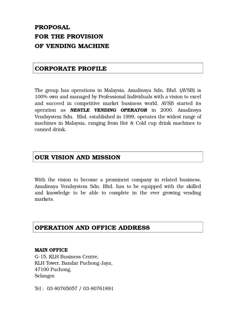 Vending Machine Proposal | PDF | Drink | Business