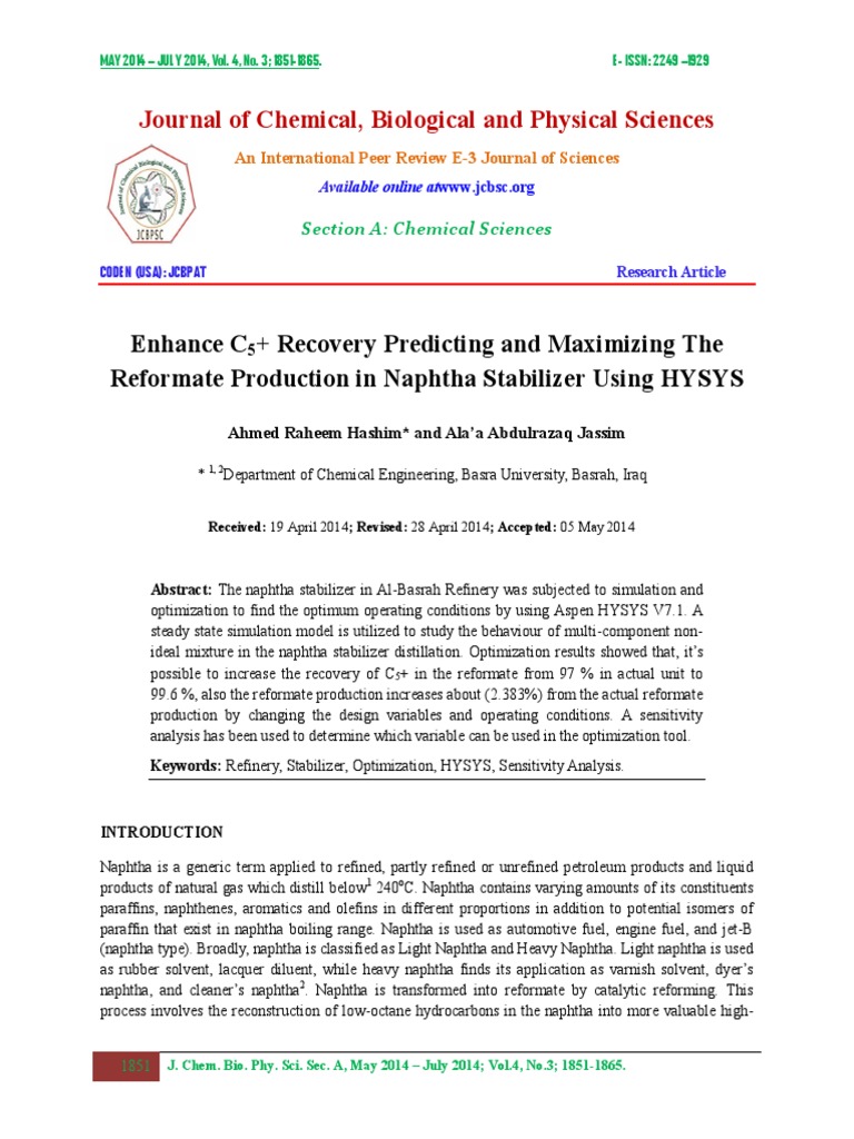Naphtha Stabilizer | PDF | Distillation | Chemical Process Engineering