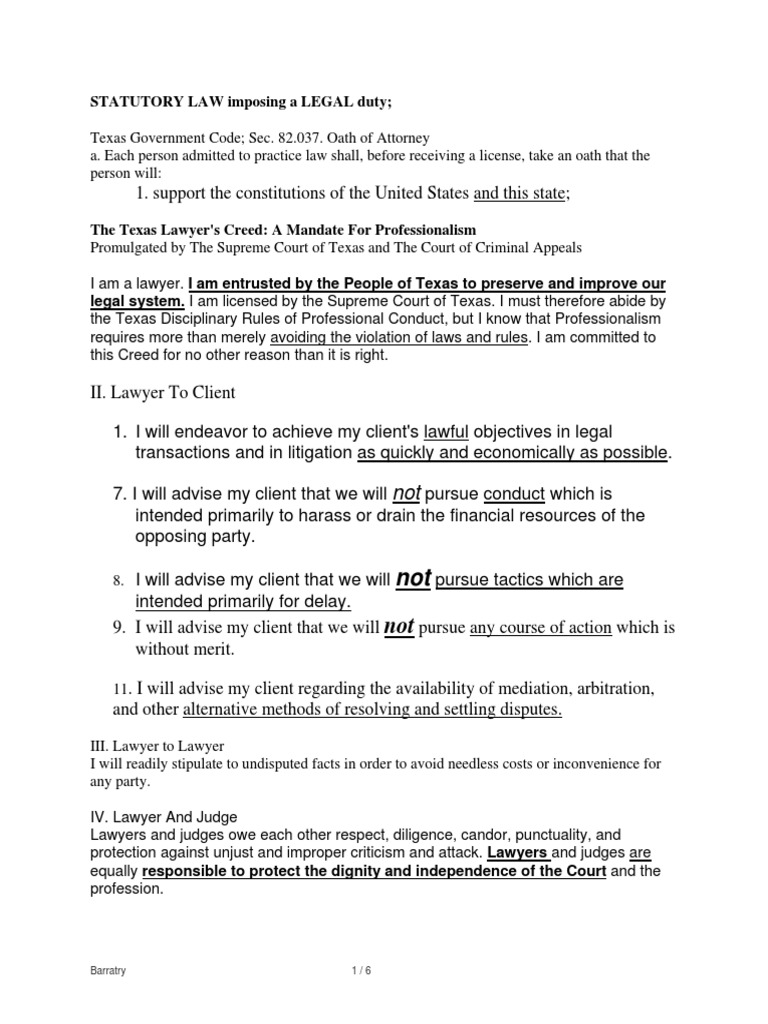 Barratry Rules of Professional Conduct | PDF | Lawyer | Oath Of Office