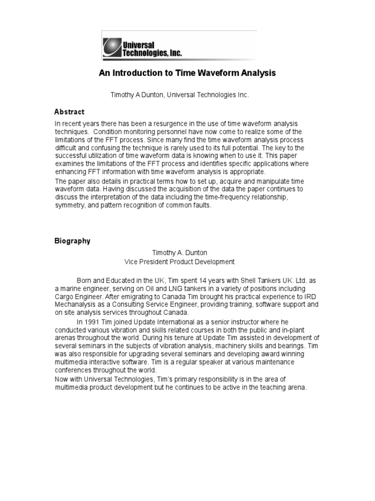 Introduction To Time Waveform Analysis | PDF | Frequency | Amplitude