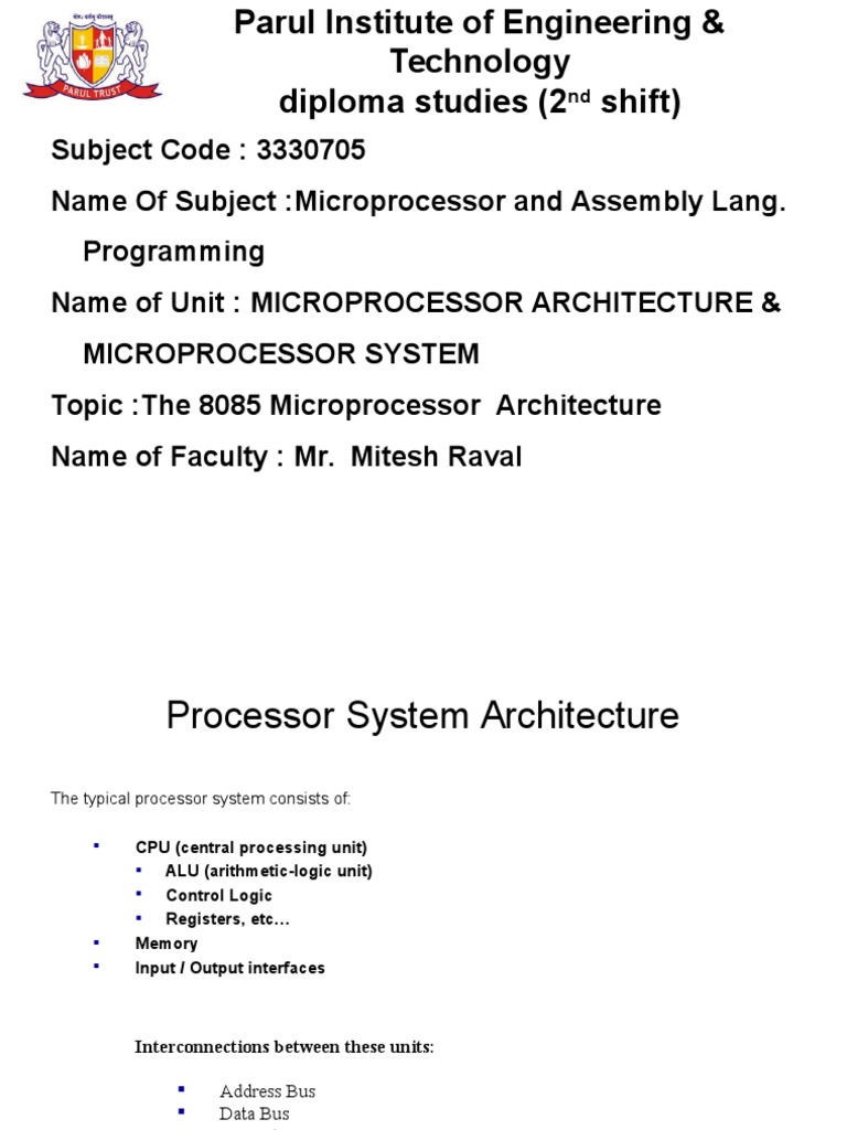 The 8085 Microprocessor Architecture | PDF | Central Processing Unit | Instruction Set