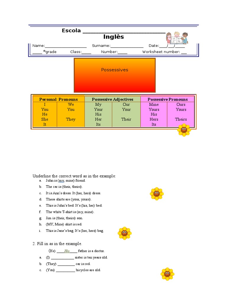 Possessive Adjectives and Pronouns | PDF | Semantic Units | Semiotics