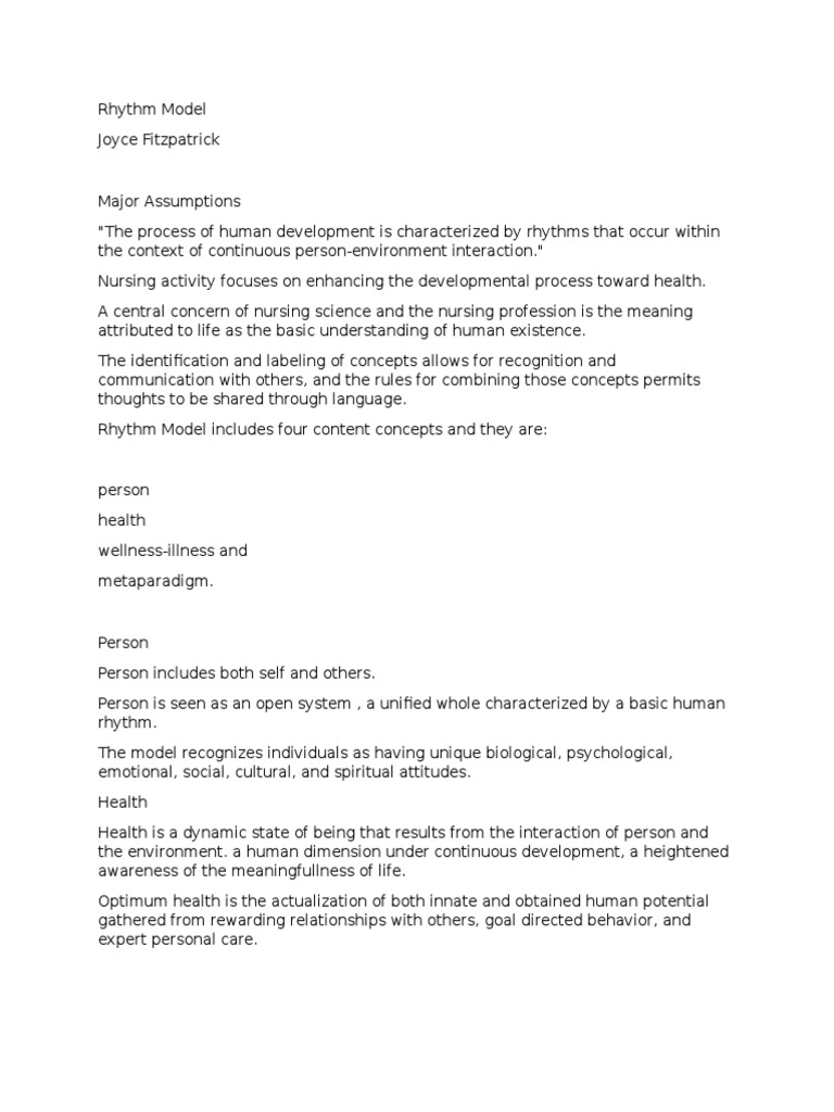 Rhythm Model | PDF | Humanistic Psychology | Nursing