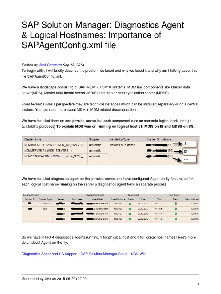 SAP Diagnostics Agent Logical Hostnames Importance of Sapagentconfigxml File | PDF | Information ...