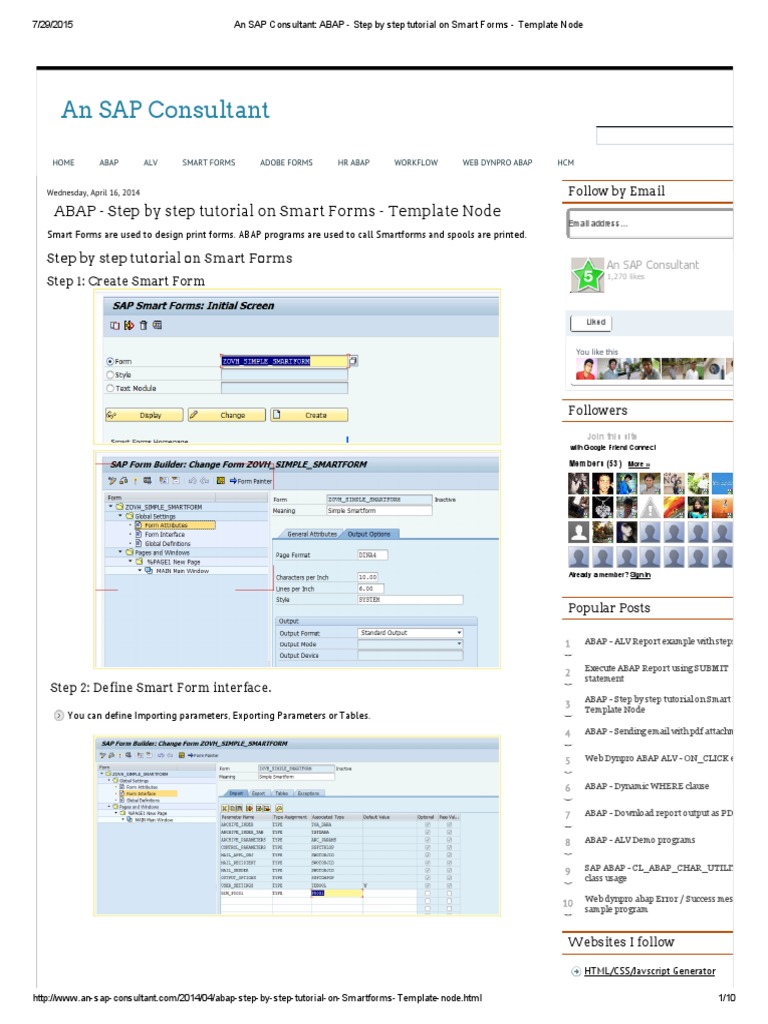 An Sap Consultant Abap Step By Step Tutorial On Smart Forms Template Node Software