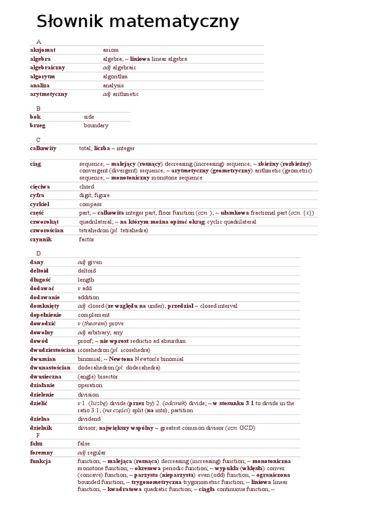 Słownik Matematyczny | PDF