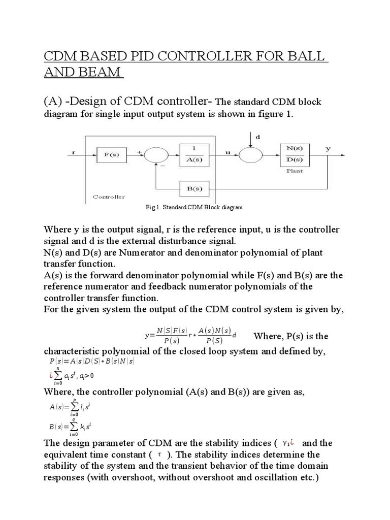 CDM Based Pid Controller For Ball and Beam | PDF | Electronics ...