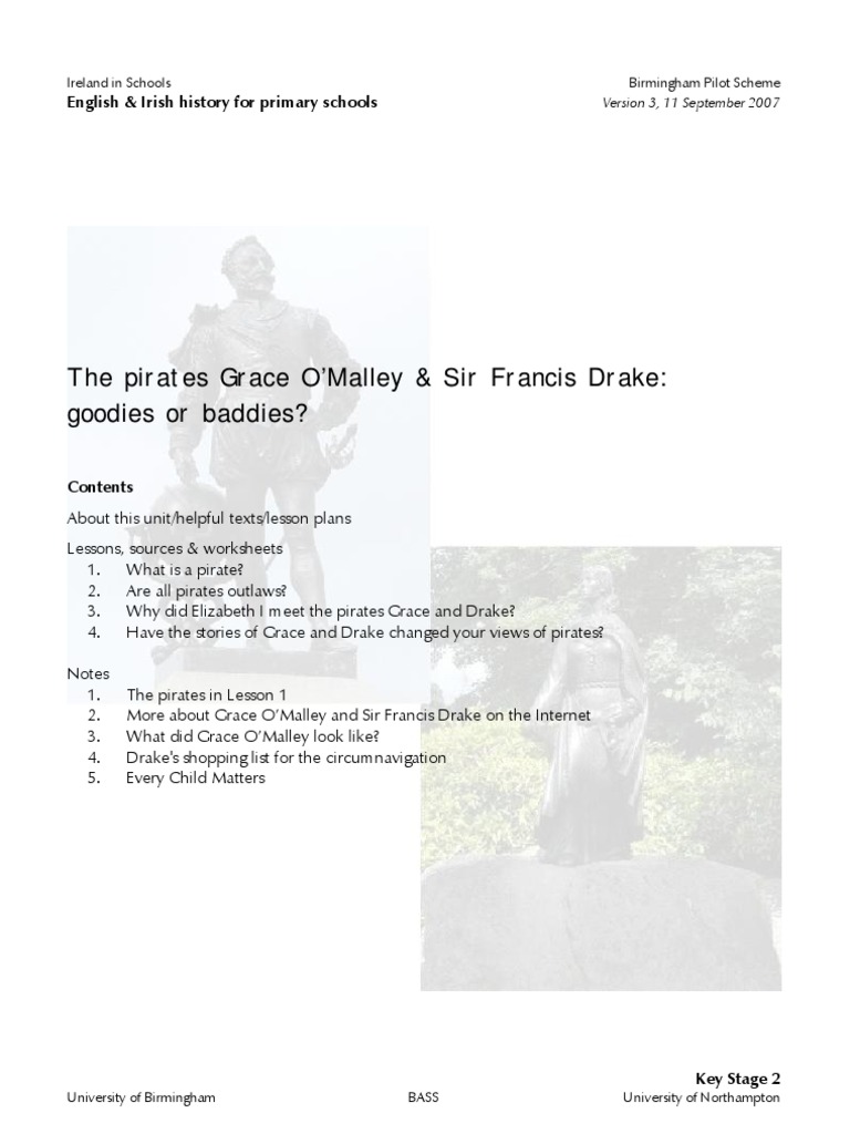 Pirates at Key Stage 2: Grace O'Malley & Sir Francis Drake - Goodies or ...