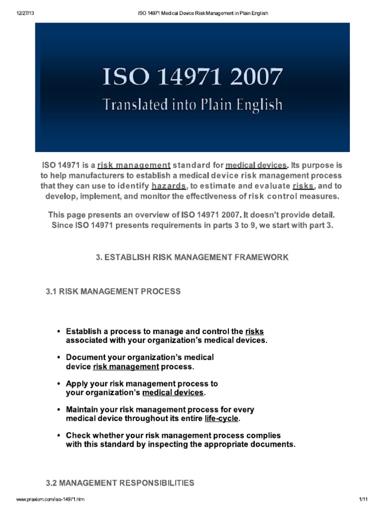 Risk Management ISO 14971 - 2007 PDF | PDF | Computing And Information ...