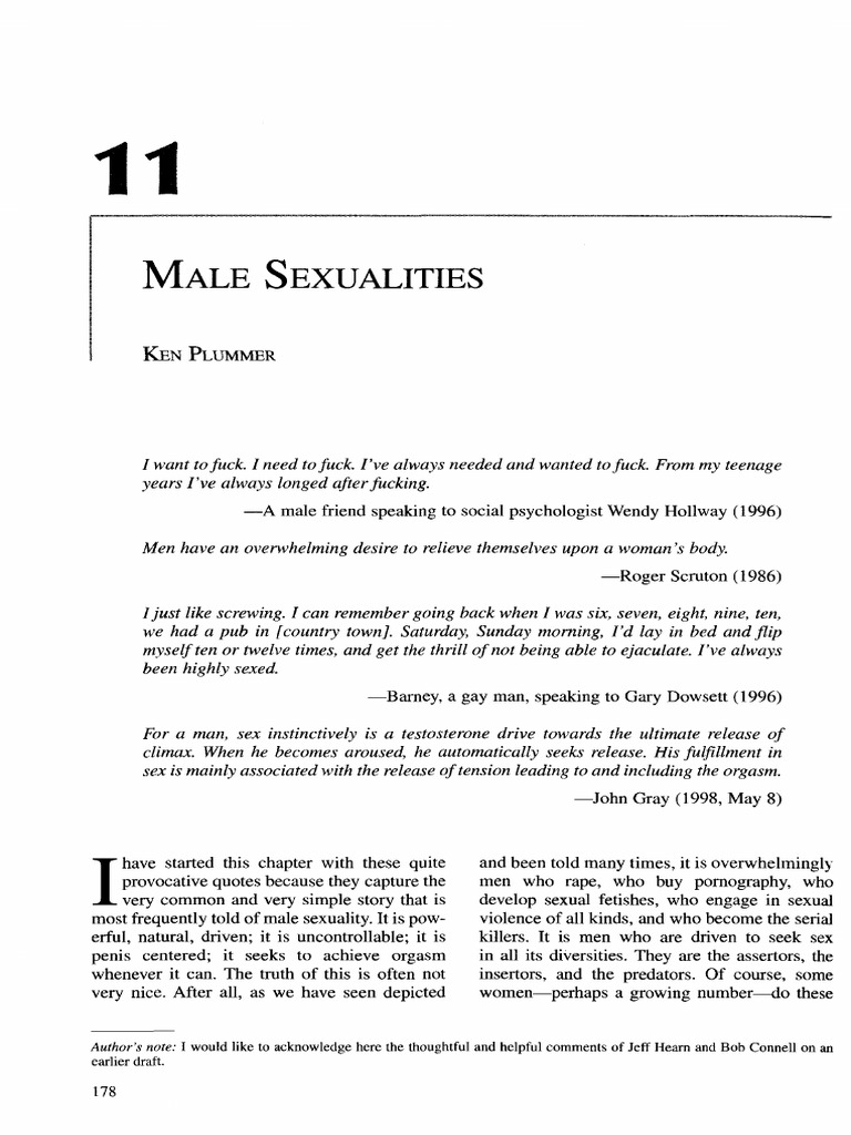 Plummer - Male Sexualities | PDF | Sexual Intercourse | Sociobiology