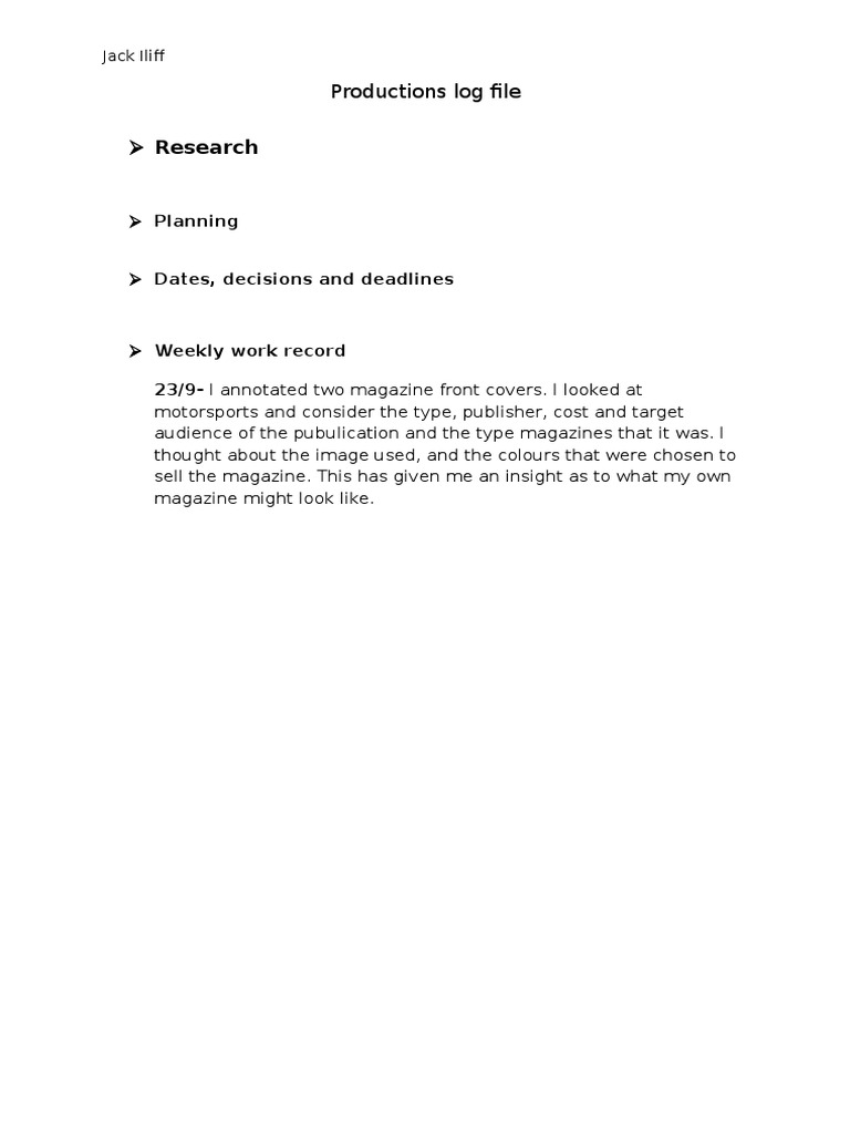 Magazine Production Insights Log | PDF