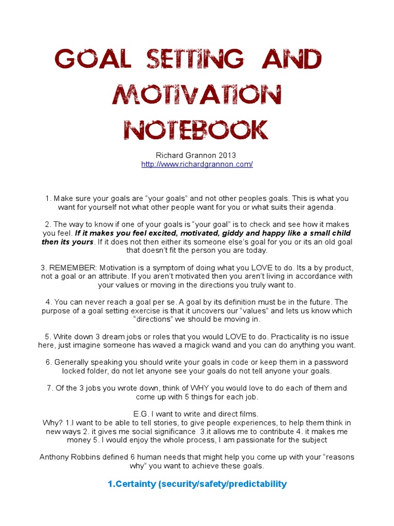 Goal Setting Notebook | PDF | Self | Motivation